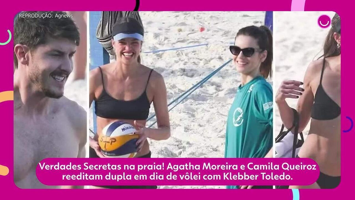 Verdades Secretas na praia! Agatha Moreira e Camila Queiroz reeditam dupla em dia de vôlei com ...