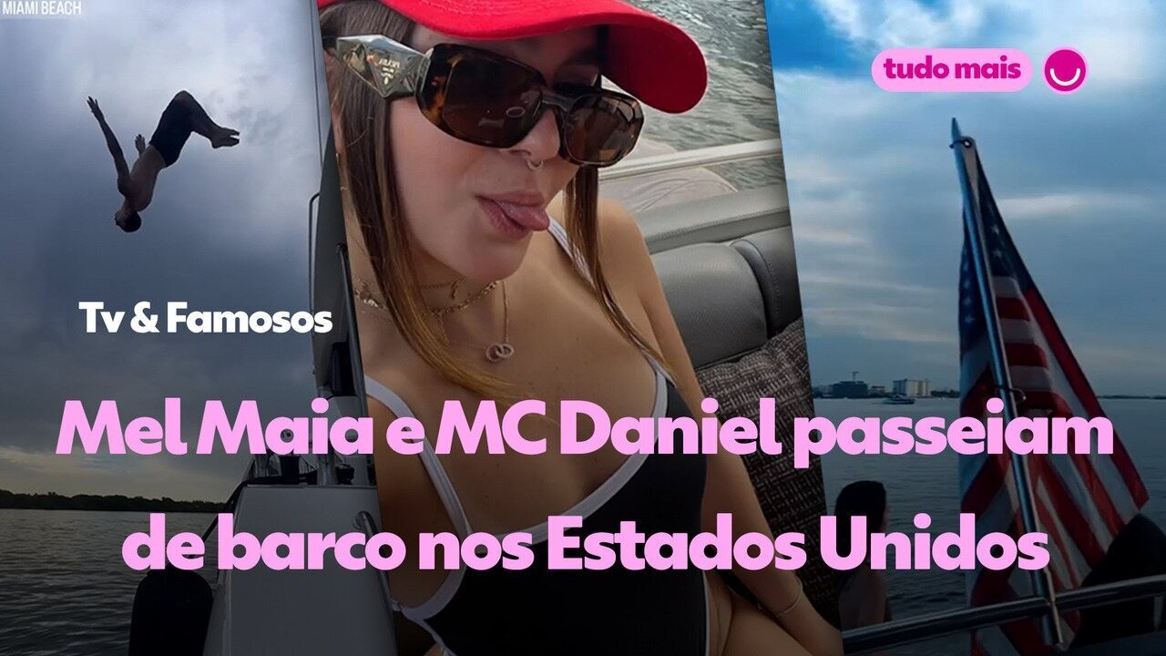 Mel Maia mostra o maiô cavando em passeio de barco com MC Daniel, onde veem golfinho | Gshow