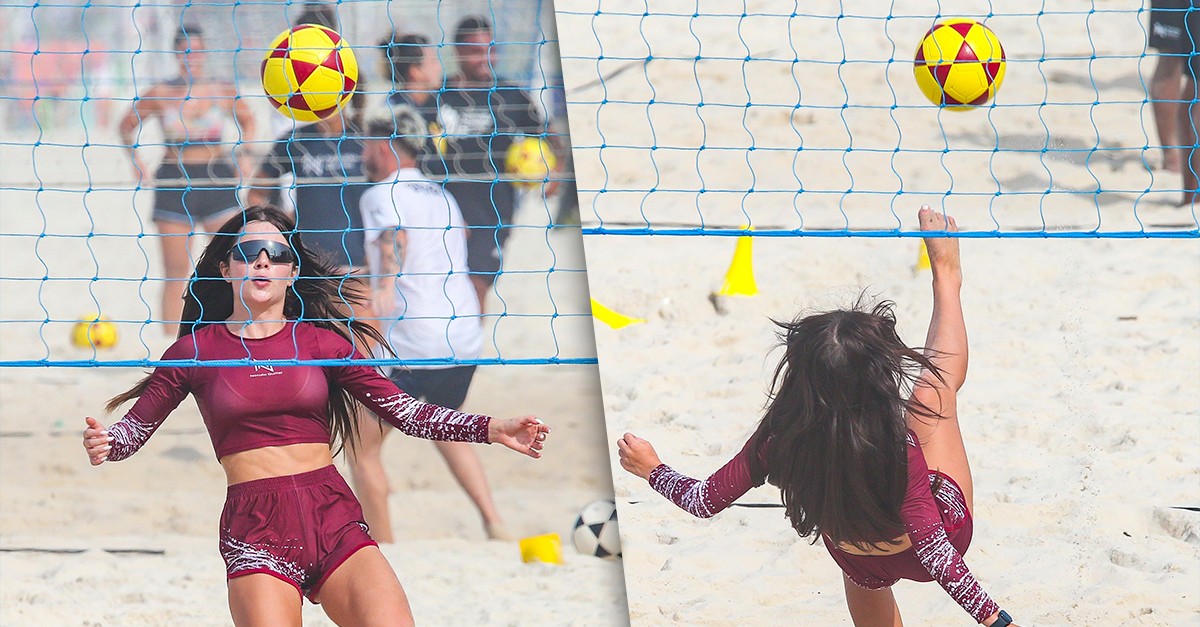 Jade Picon 'segunda' na praia com treino de futevôlei após palestrar em ...
