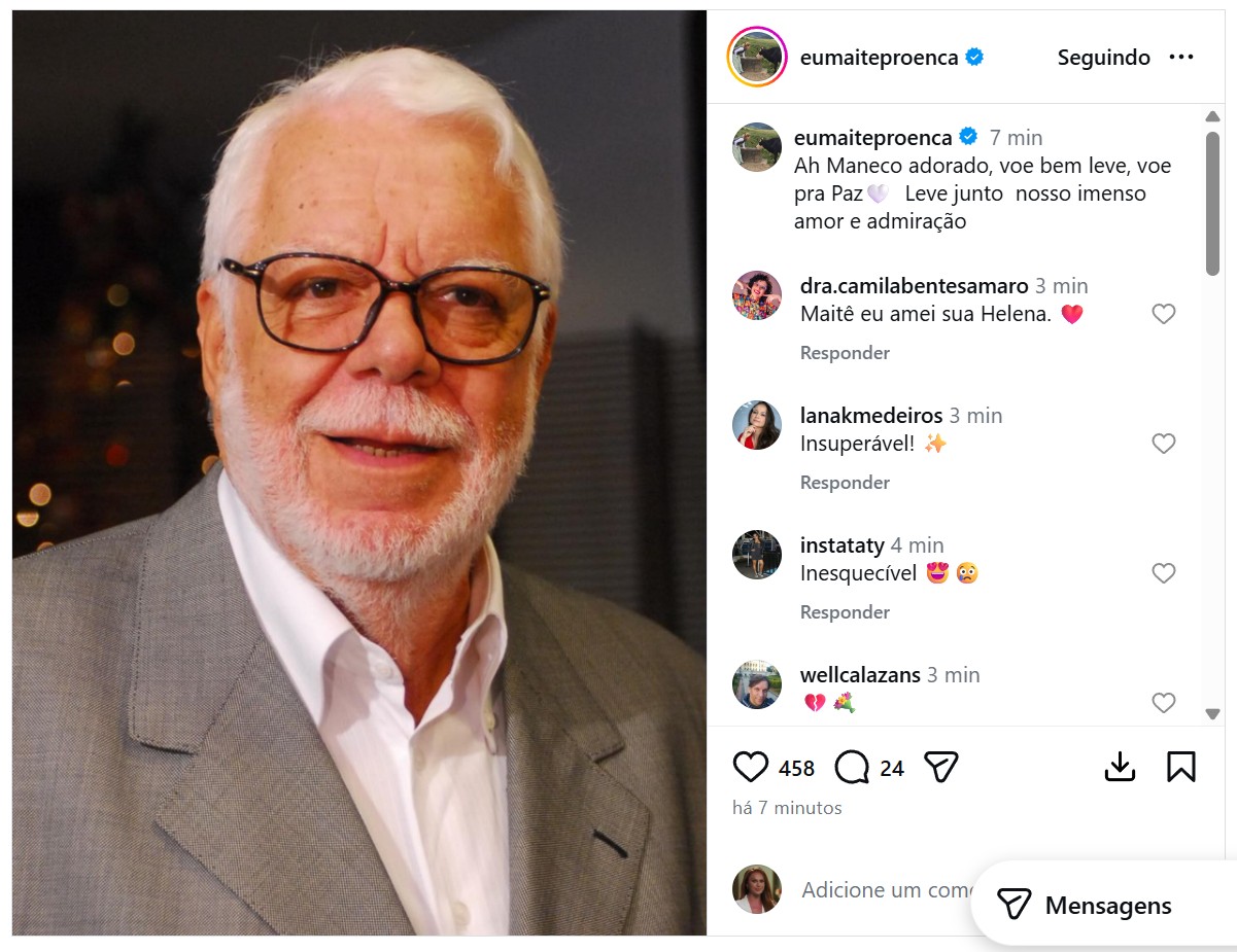 Helenas de Manoel Carlos lamentam morte do autor: 'Obrigada por ter me ...