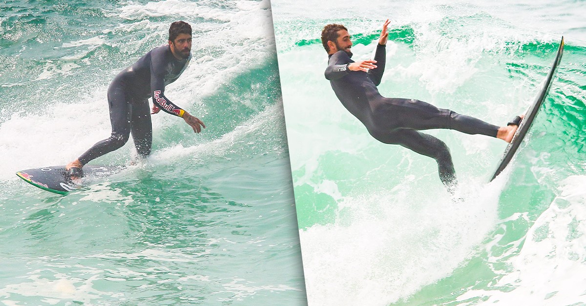 Pedro Scooby e Lucas Chumbo surfam em praia do Rio de Janeiro
