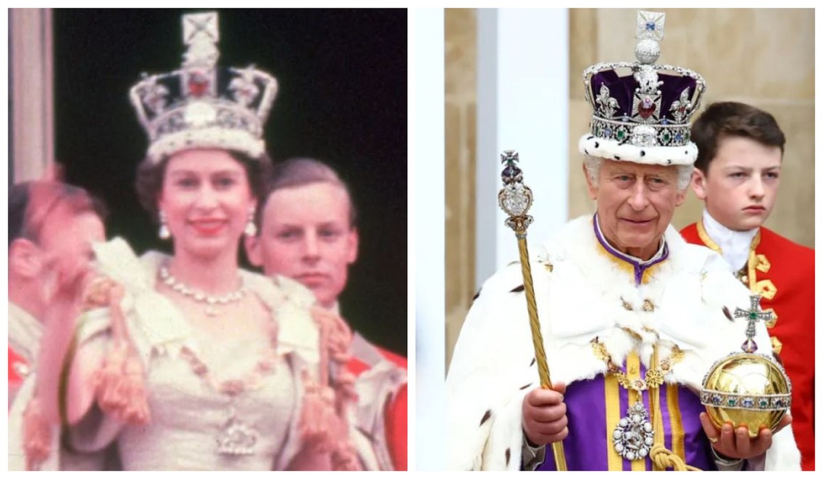 Compare as coroações do rei Charles III e de sua mãe, a rainha ...