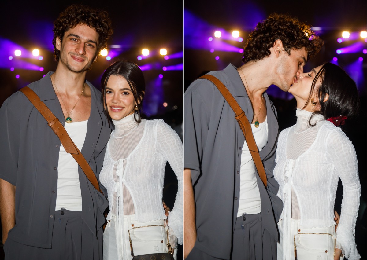 Noivos e com direito a beijinho, Manu Gavassi e Júlio Reis curtem festival em clima de romance ...