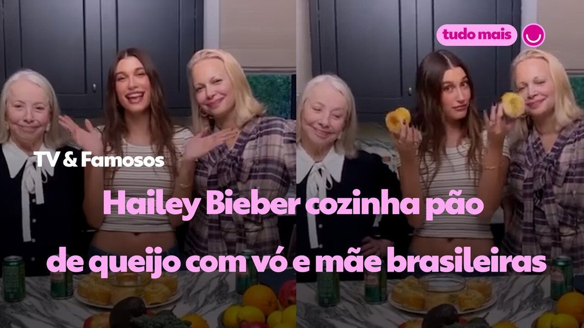 Hailey Bieber cozinha pão de queijo com mãe e avó brasileiras; assista ...