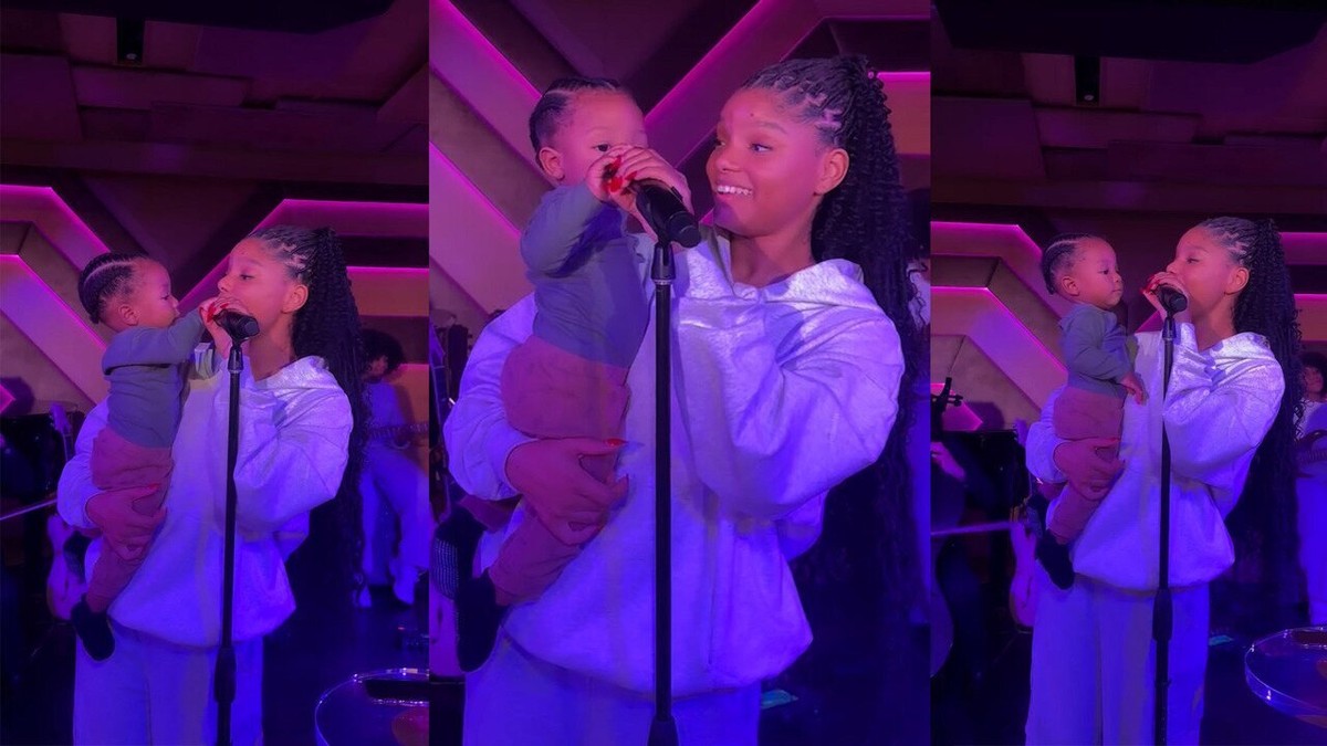 Halle Bailey canta ao lado do filho, Halo: 'Ele ama música' | Famosos ...
