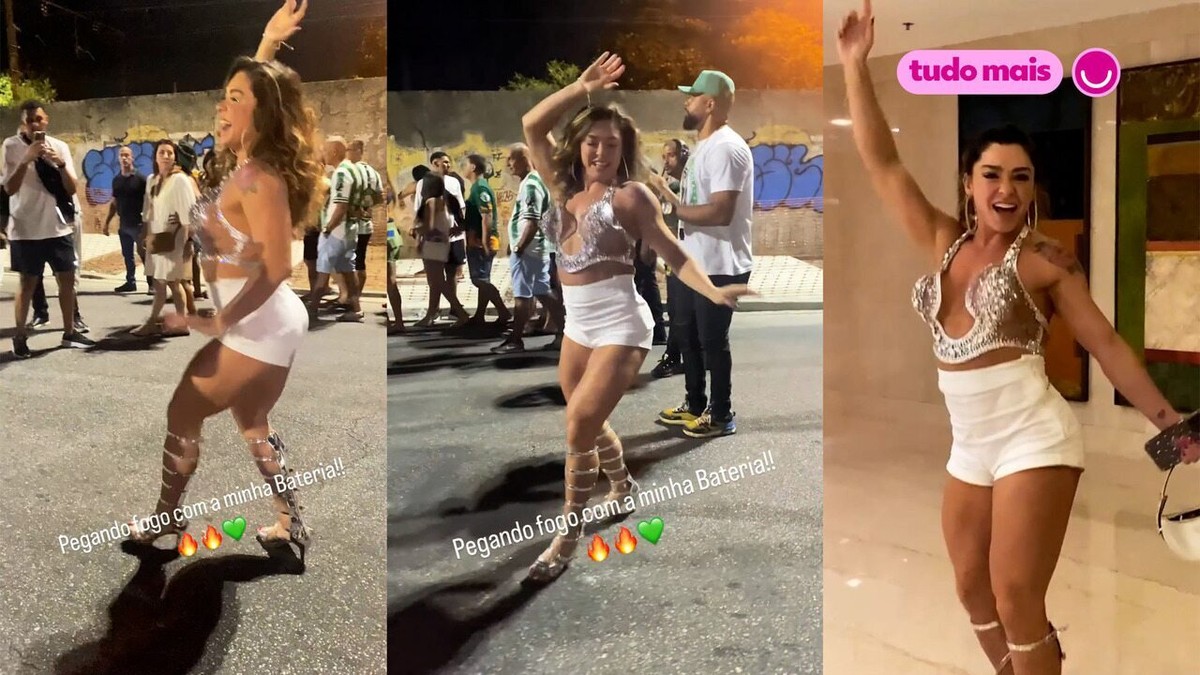 Com top ultra decotado, Fabíola de Andrade samba muito em ensaio da Mocidade no Rio | Carnaval ...