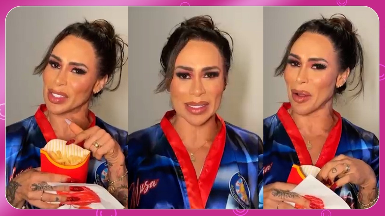 Fabi Frota, musa da Acadêmicos do Tucuruvi, amassa hambúrguer e batata ...