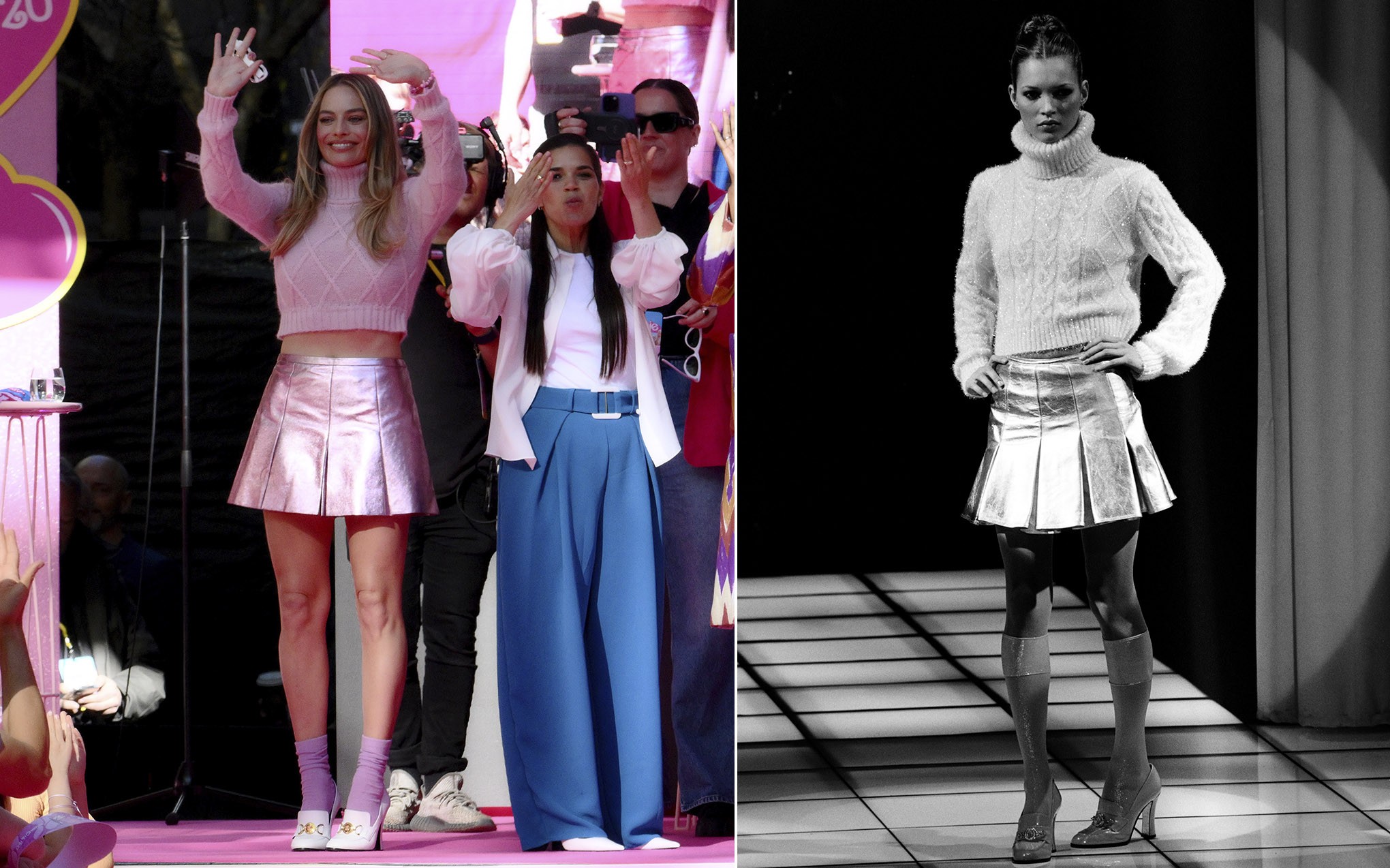 Margot Robbie usa dois looks vintage da Versace na turnê de divulgação ...