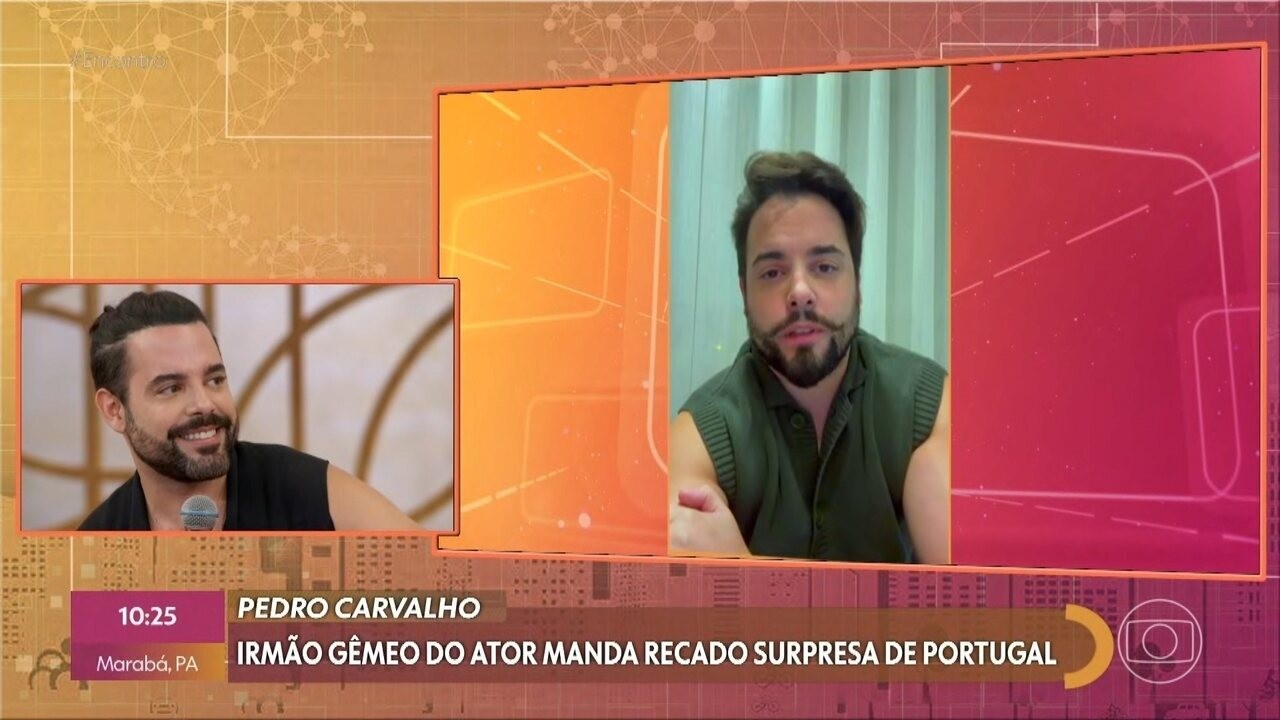 Pedro Carvalho se emociona com homenagem surpresa do irmão gêmeo | Gshow