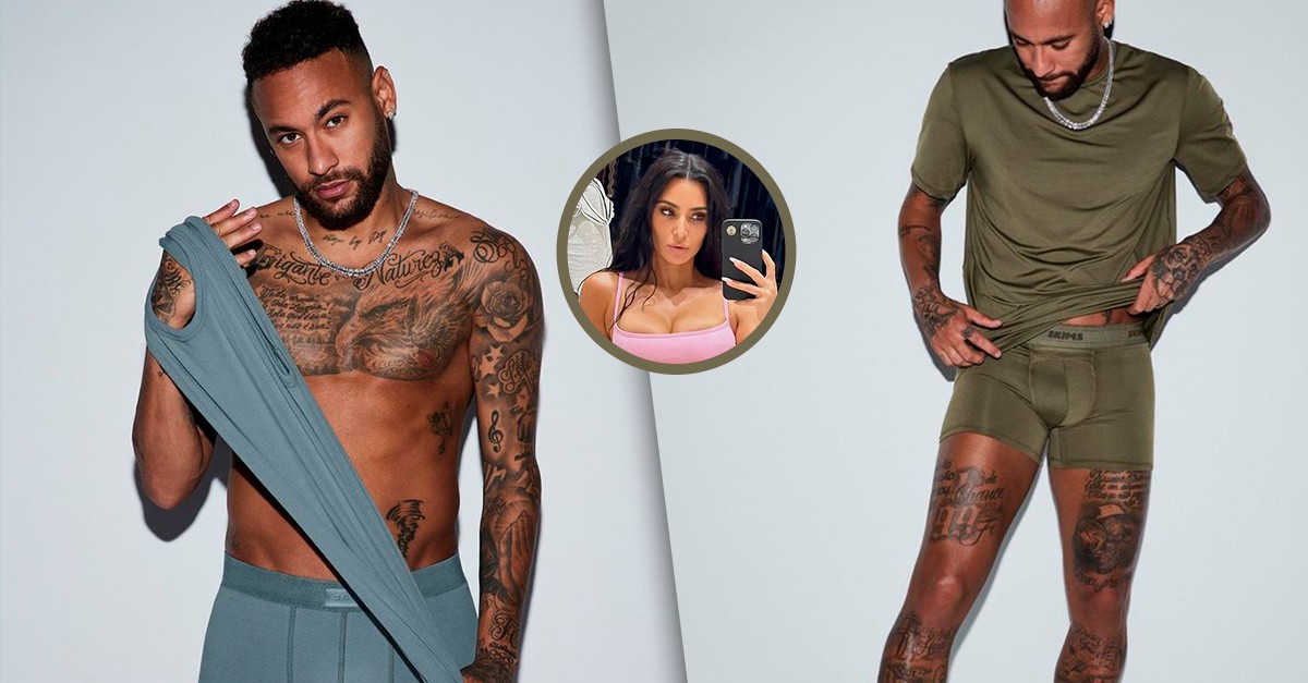 De cueca, Neymar estrela campanha da marca de moda íntima de Kim Kardashian | Gshow