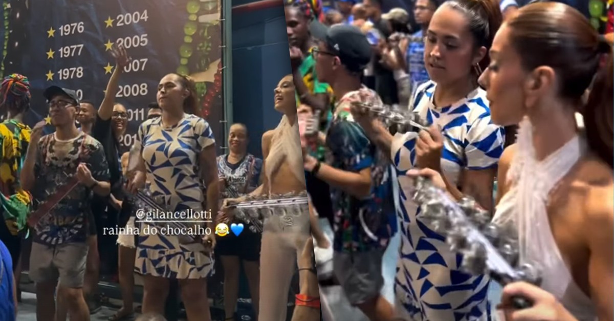 Giovanna Lancellotti mostra habilidade no chocalho em dia de ensaio na ...