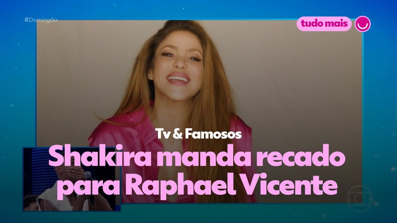 Shakira manda recado para Raphael Vicente no palco do Domingão e ele surta: 'Como você fez isso ...