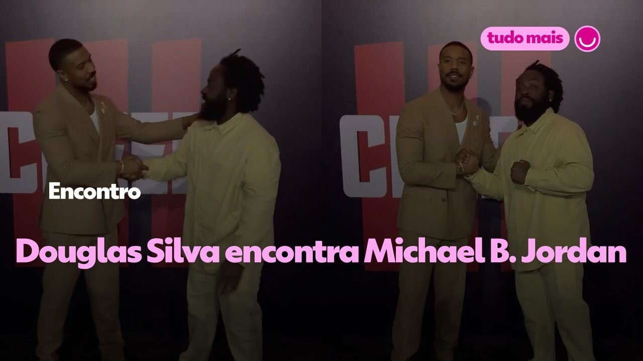 Douglas Silva conhece Michael B. Jordan na pré-estreia de 'Creed 3', no ...