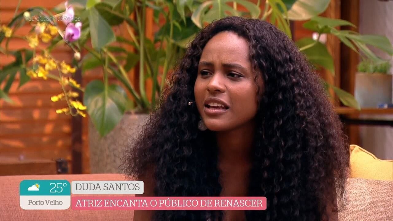 Duda Santos, a Maria Santa de Renascer, comenta parceria com Humberto Carrão: 'A gente se ...