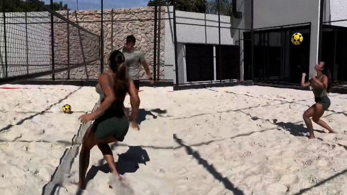 Tainá Castro curte manhã jogando futevôlei com o marido, Éder Militão ...