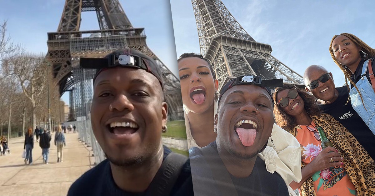 Djonga leva a família para férias em Paris e usa blusa de time durante ...